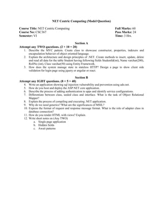 Model questions-b.sc .csit-6th-sem | PDF