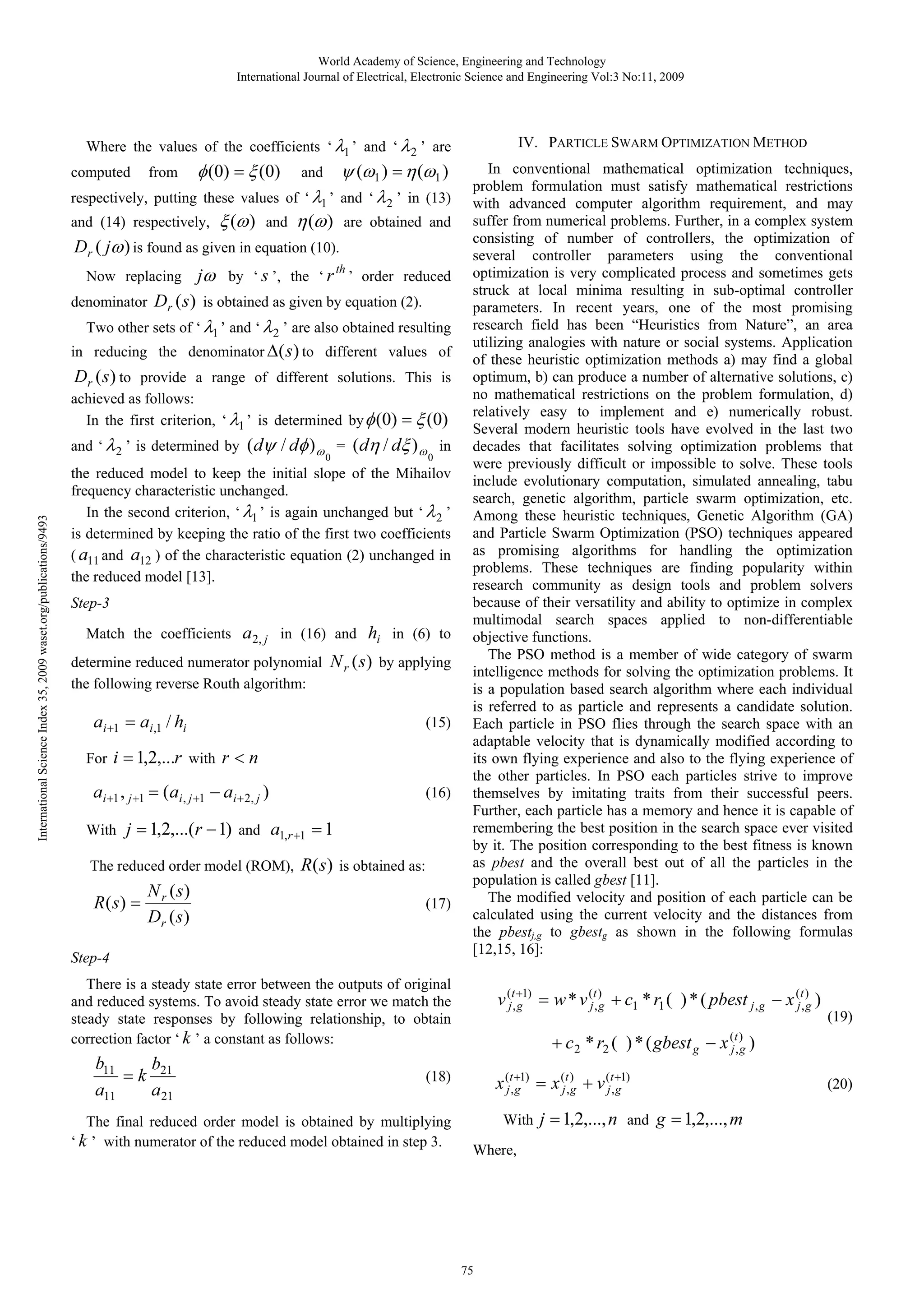 Model Reduction Of Linear Systems By Conventional And Evolutionary