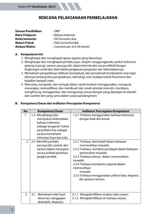 Model RPP Bahasa Indonesia | PDF