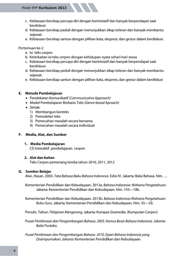 Model RPP Bahasa Indonesia | PDF