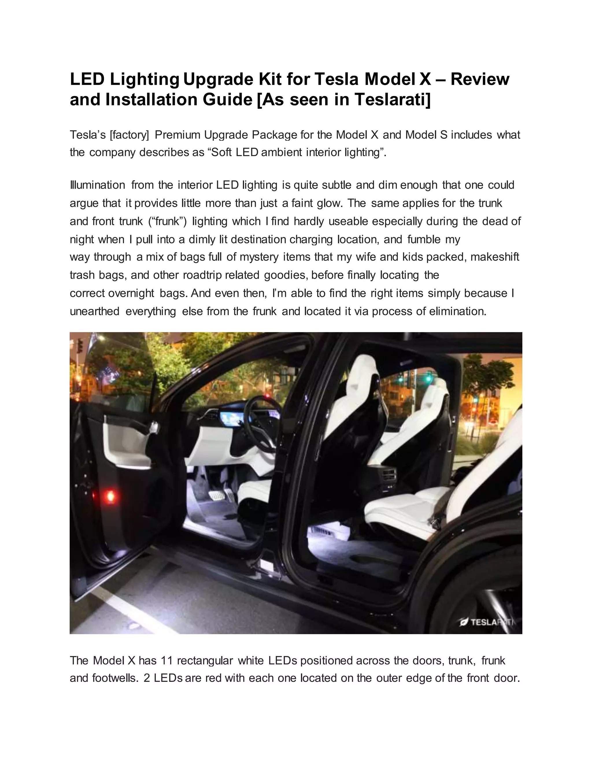 EVANNEX LED Lighting Upgrade Kit for Tesla Model X | DOCX
