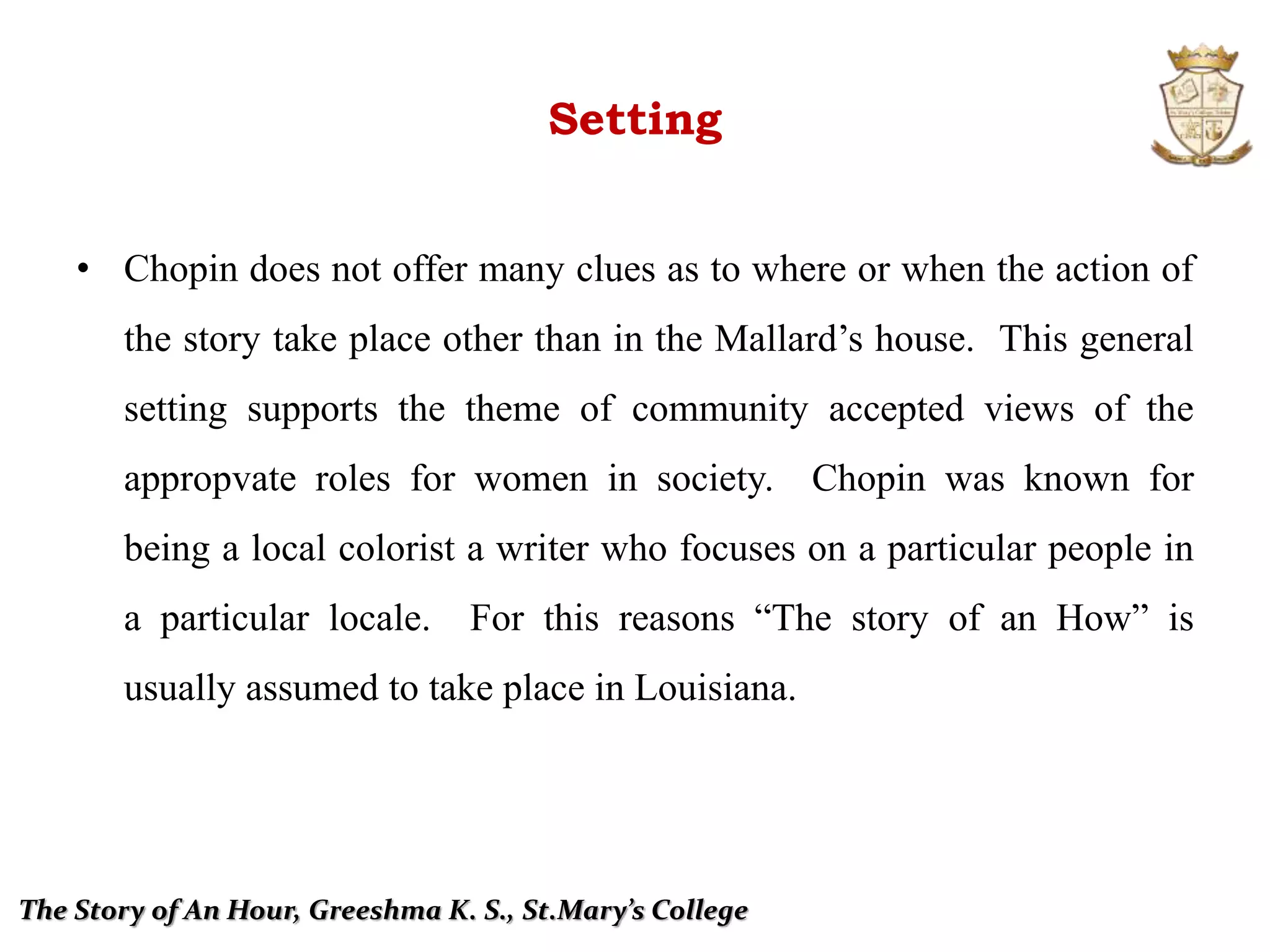 English:The Story Of An Hour Kate Chopin | PPTX