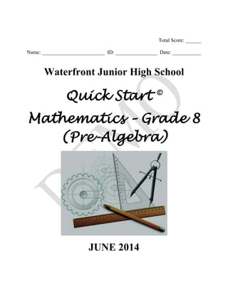 Model #2-Grade 8 Pre-Algebra-DEMO-FINAL | DOCX | Standardized Testing ...