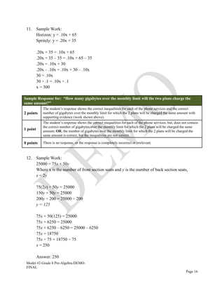 Model #2-Grade 8 Pre-Algebra-DEMO-FINAL | DOCX | Standardized Testing ...