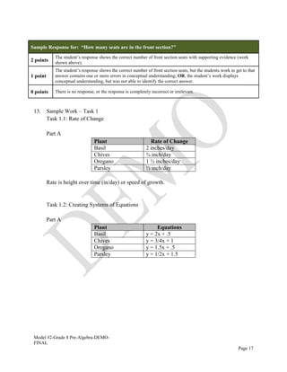 Model #2-Grade 8 Pre-Algebra-DEMO-FINAL | DOCX | Standardized Testing ...