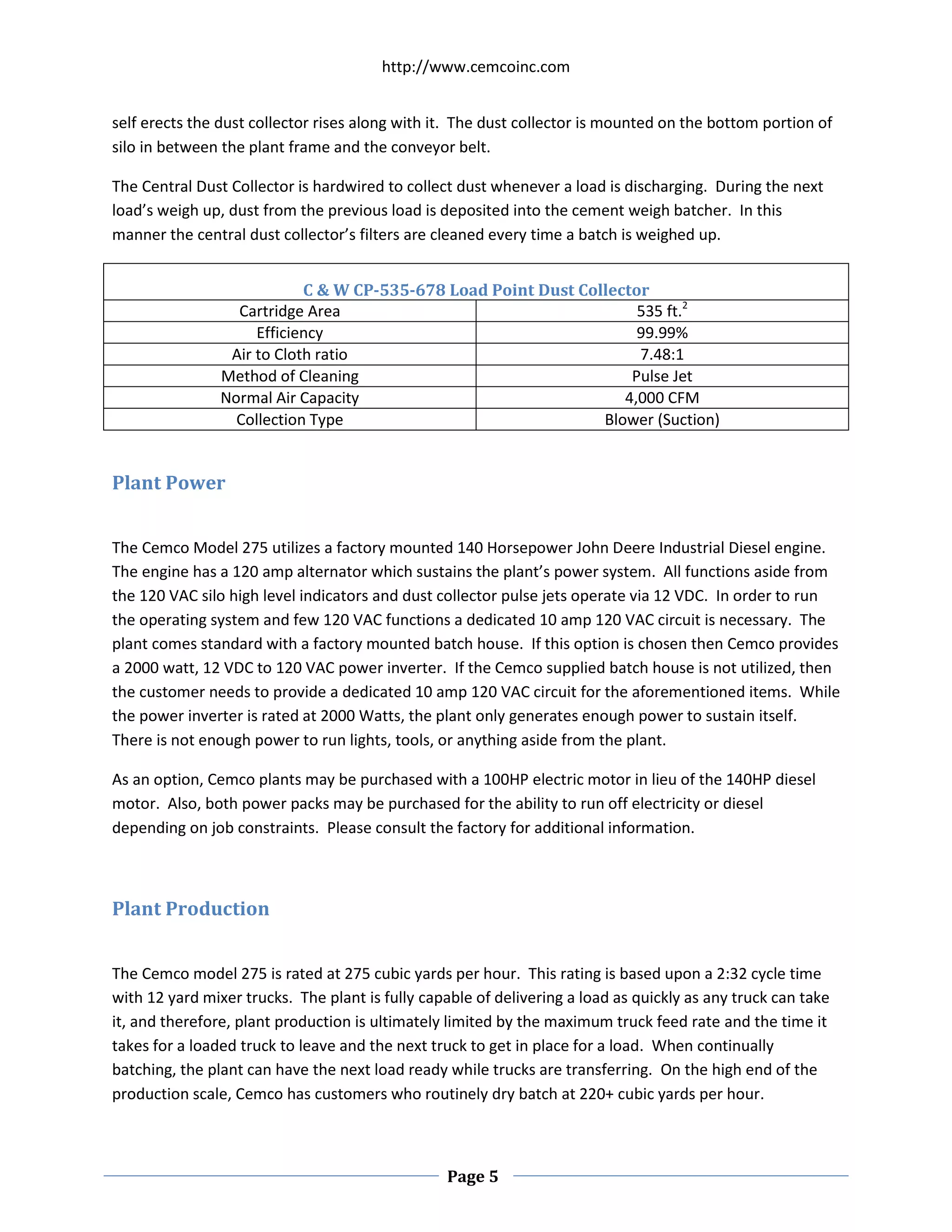 Model 275 Cemco Concrete Plant | PDF