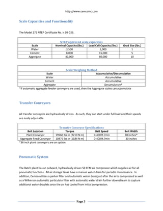 Model 275 Cemco Concrete Plant | PDF