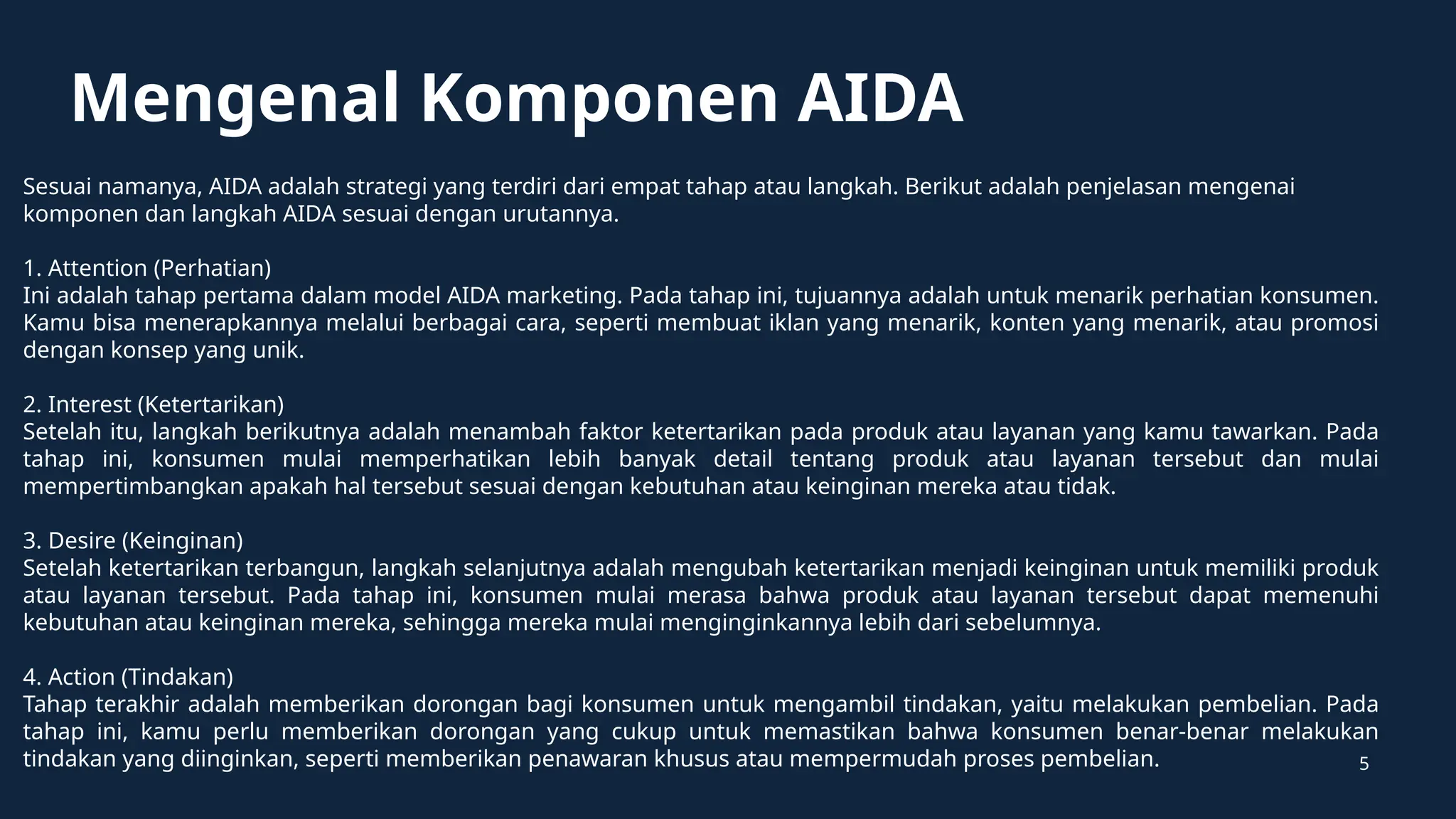 MODEL AIDA MAREKETING. dalam penerapan pembelajaran marketing | PPTX