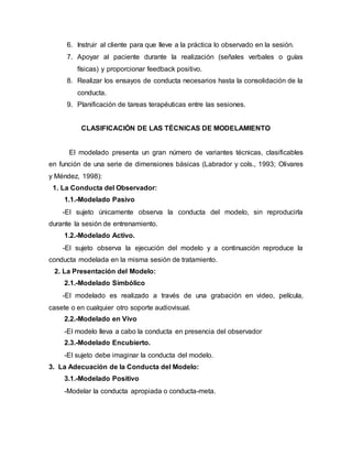 Modelamiento de la conducta | DOCX