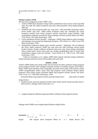 Model Ammi Untuk Analisis Interaksi Genotipe X Lokasi (Indra Herlangga) | PDF