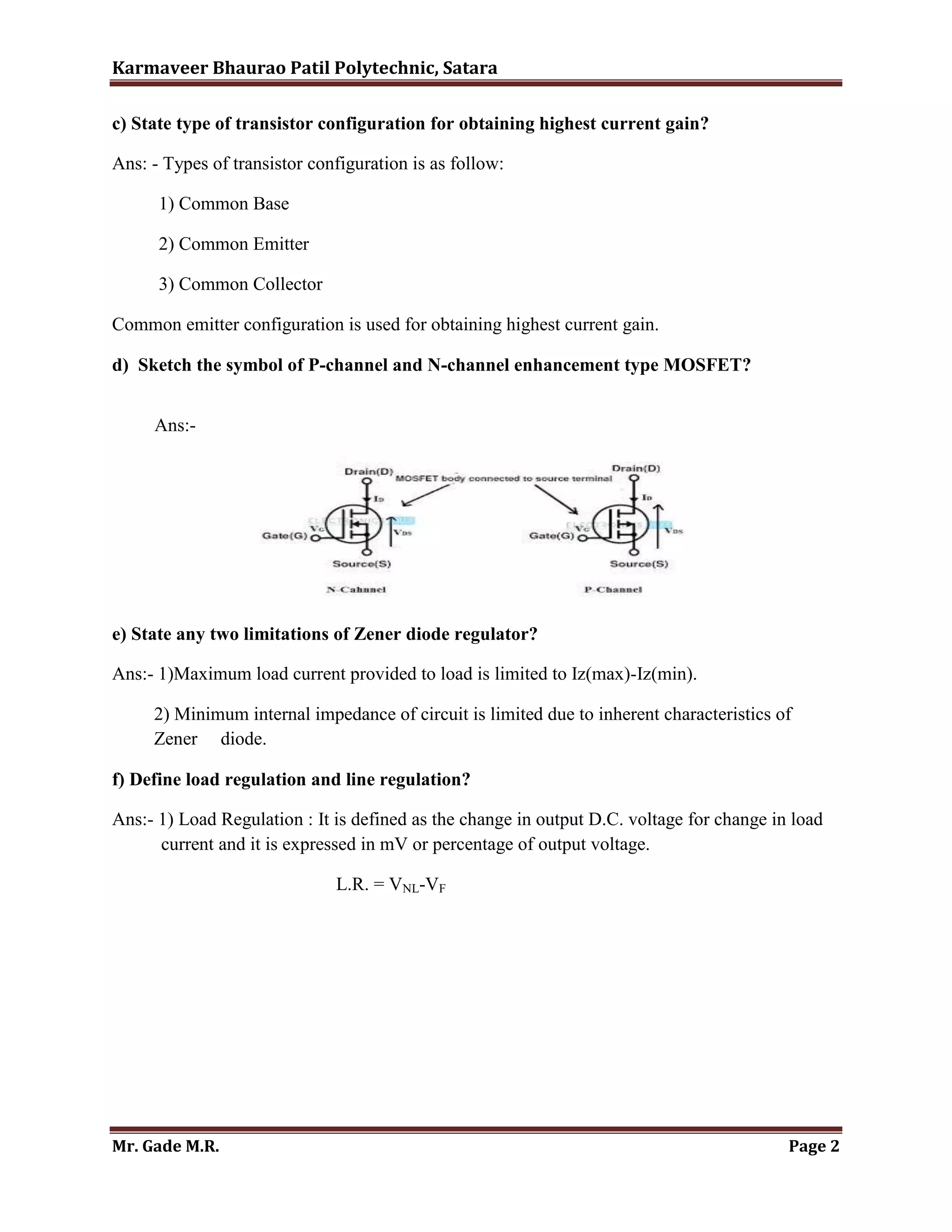 Solved MSBTE Sample Paper Basic Electonics (EJ2I) | PDF