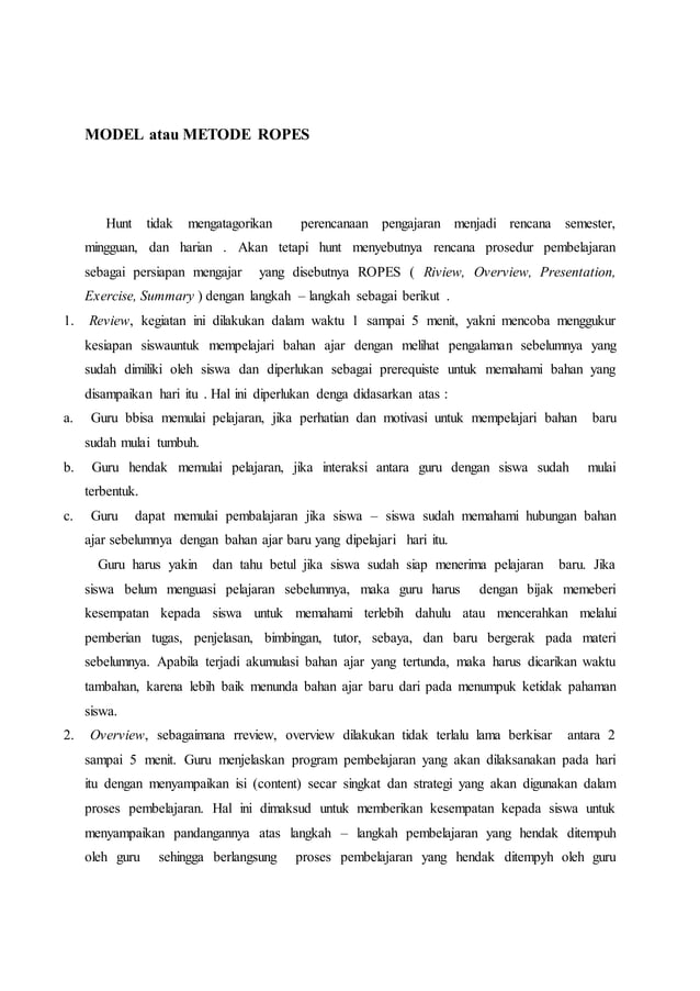 Model atau metode ropes | DOCX