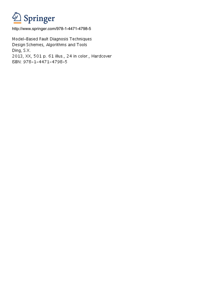 Model Based Fault Diagnosis Techniques 2e Pdf