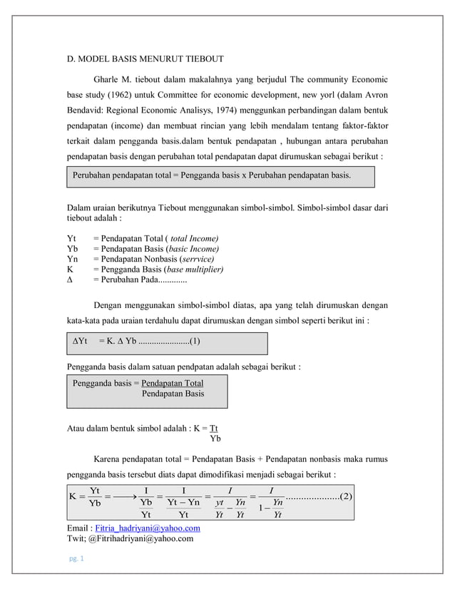 Model basis eko menurut tiebout | PDF