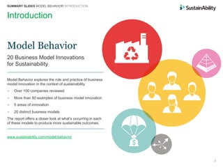 Model Behavior: Exploring Business Model Innovation for Sustainability ...