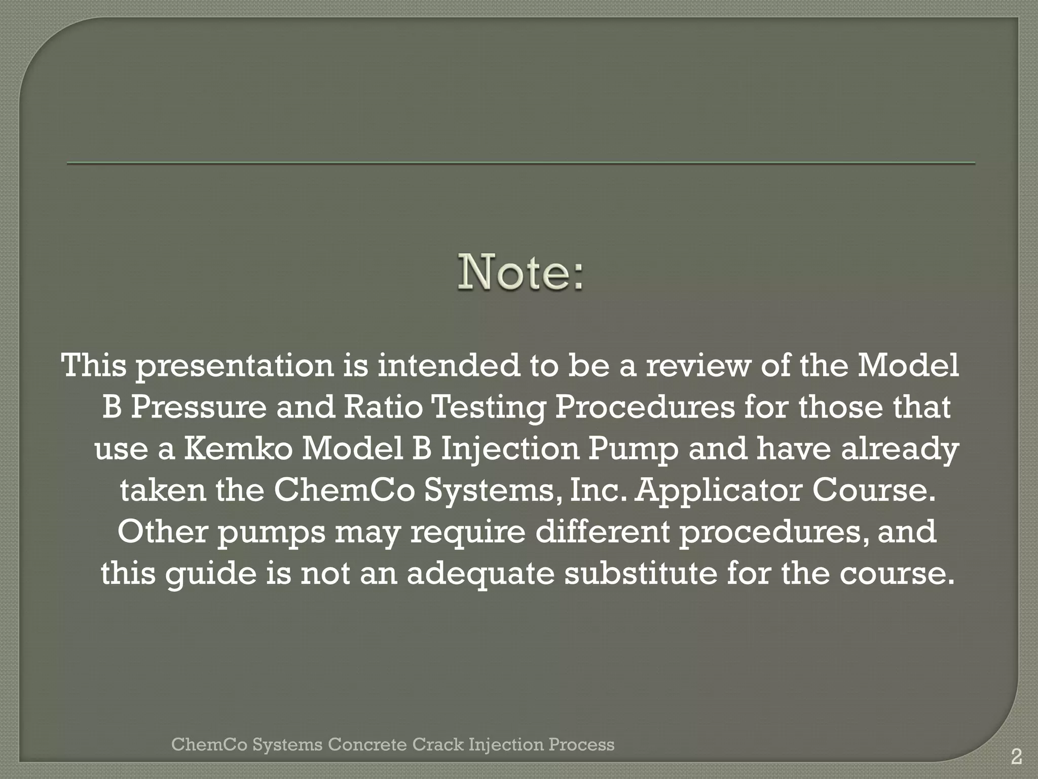 ChemCo Systems Model B Pressure Ratio Test | PDF