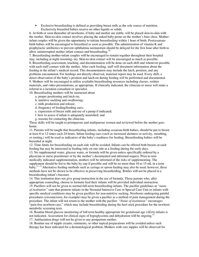 Model Breastfeeding Policy | PDF