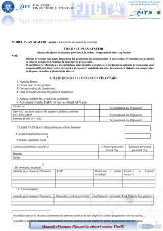 Model buget plan afaceri fjtg djst | PDF