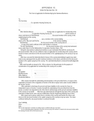 Model bye laws of coop housing society new flatowner type (2 9-14) | PDF