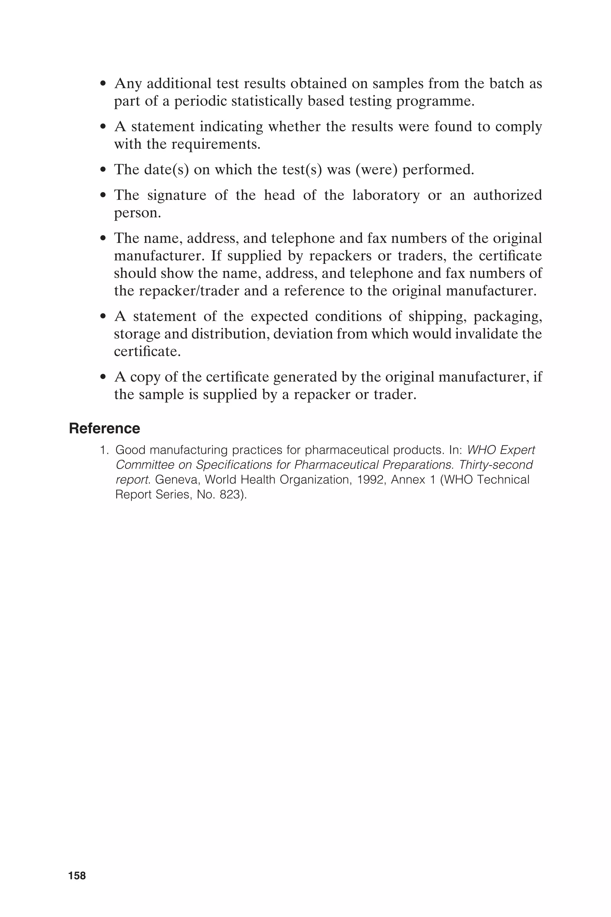 WHO Guidance on Model Certificate of Analysis (COA) | PDF
