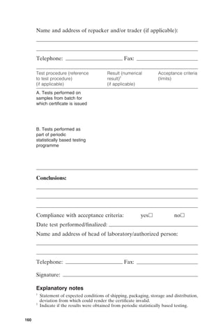 WHO Guidance on Model Certificate of Analysis (COA) | PDF