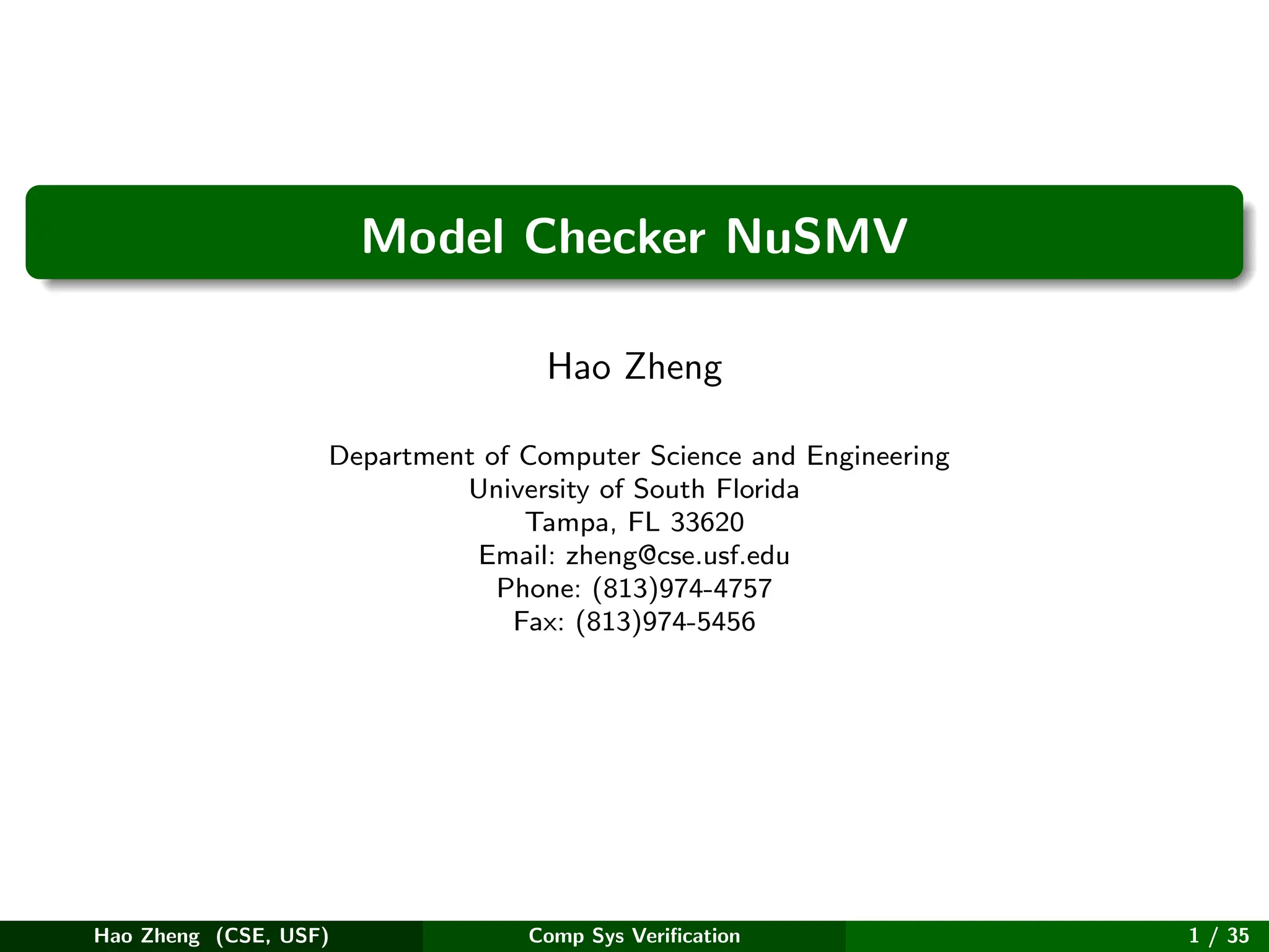 Model Checker NuSMV - Hao Zhang - University of Florida.pdf