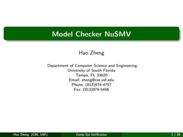 Model Checker NuSMV - Hao Zhang - University of Florida.pdf
