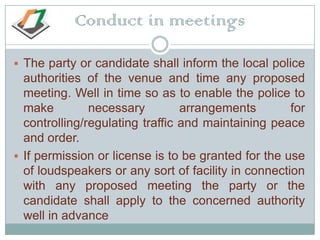 Model Code Of Conduct Of The Election Commission | PPTX