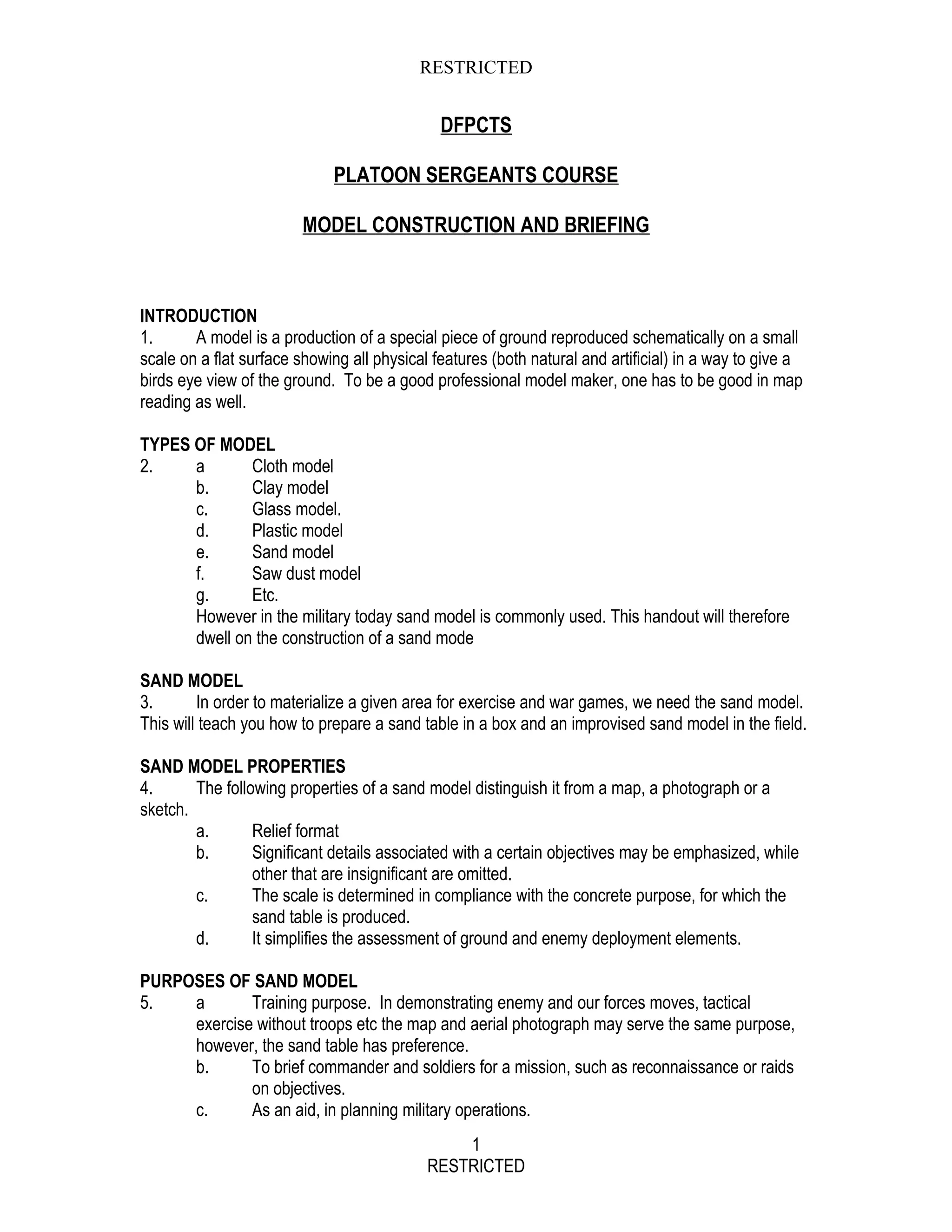 Model construction and briefing | DOC