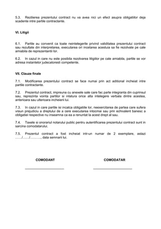 Model contract comodat auto | DOC
