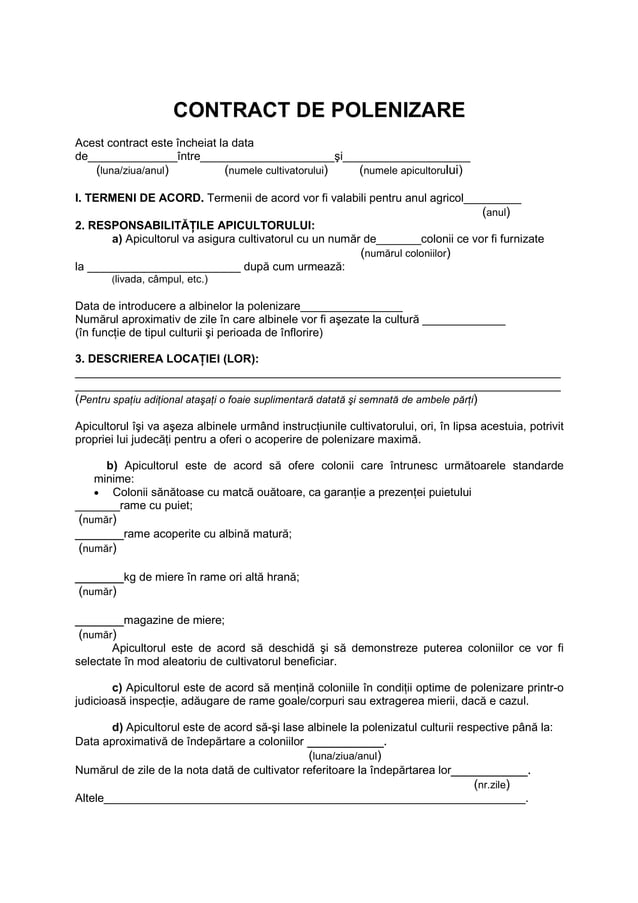 Model contract de polenizare | PDF