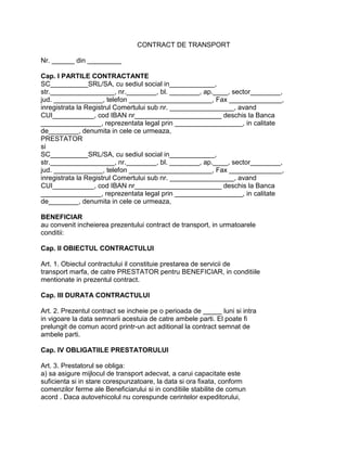 Model contract de transport | PDF
