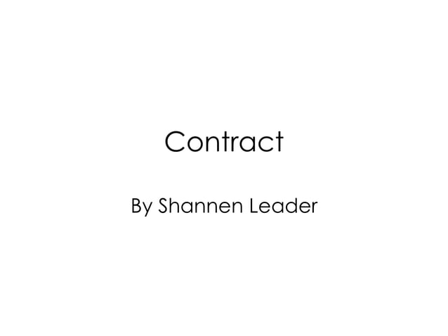 Model Contracts | PPT