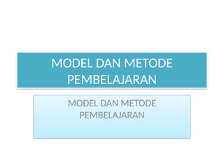 Emosional Lerning MODEL DAN METODE PEMBELAJARAN.pptx