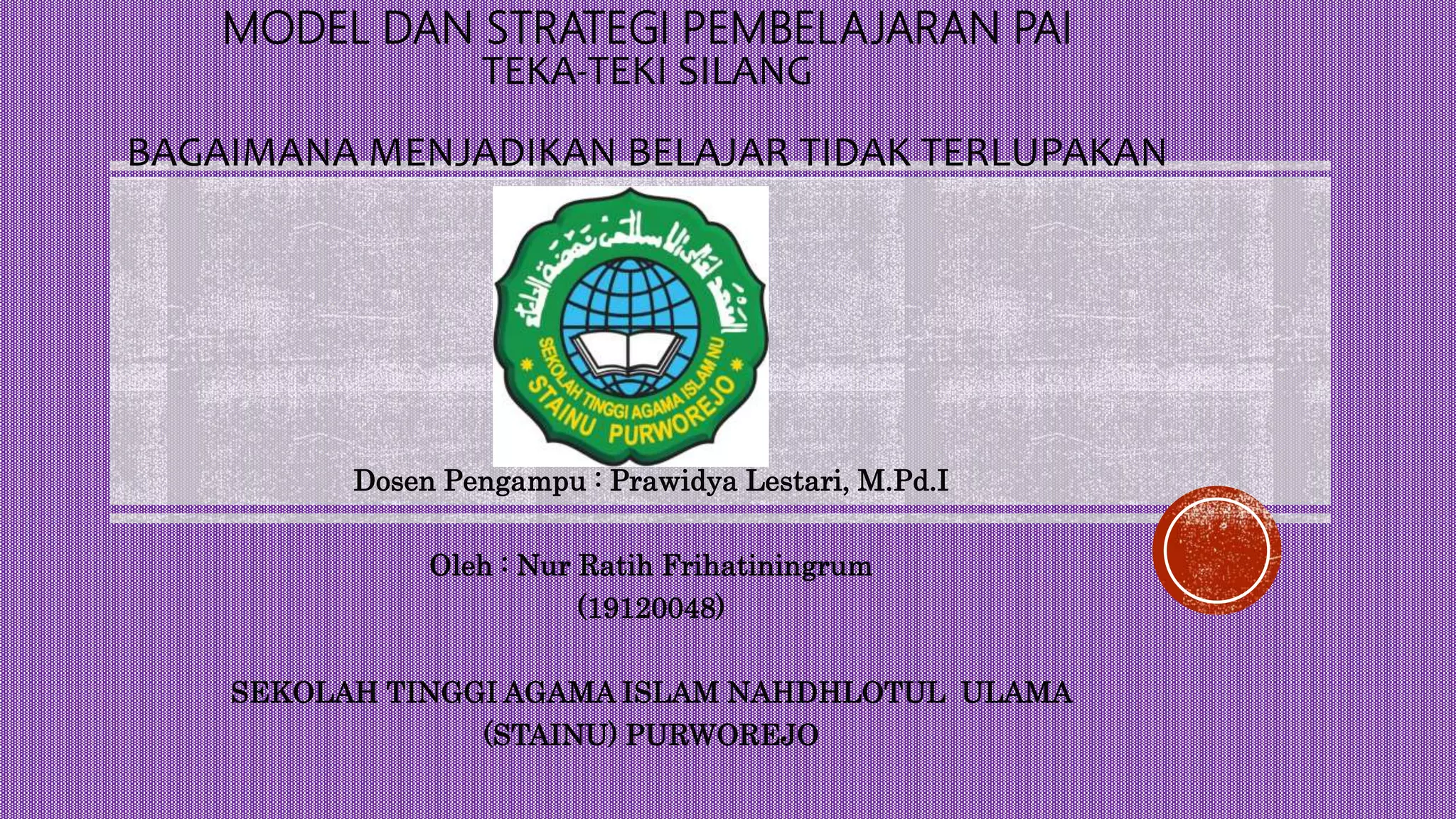 Model dan Strategi Pembelajaran PAI Teka Teki Silang | PPT