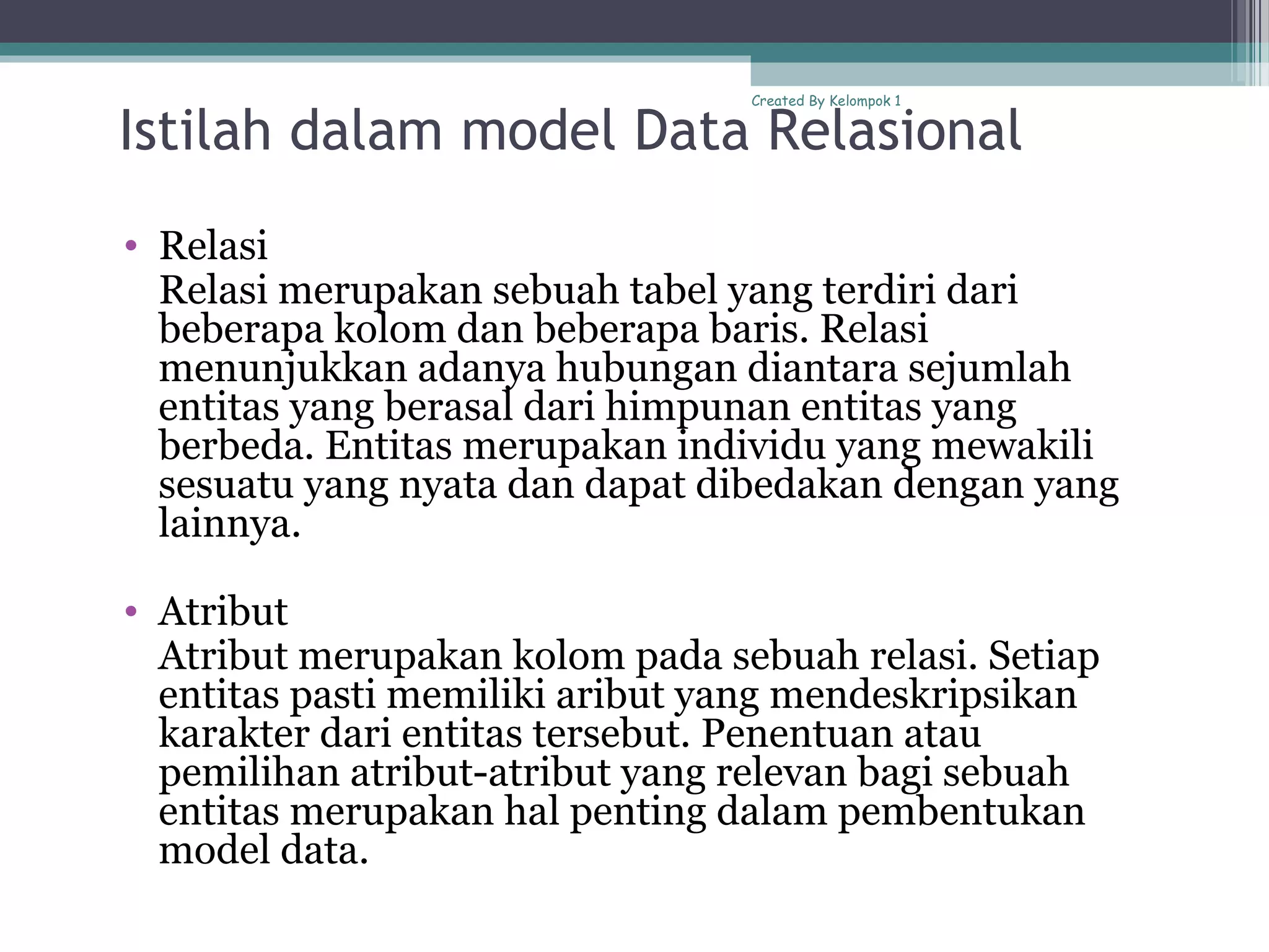 Model Data Relasional | PPT