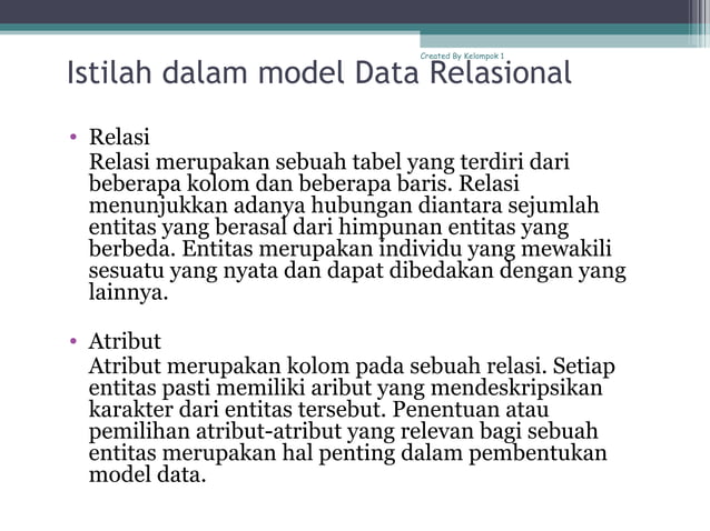 Model Data Relasional | PPT