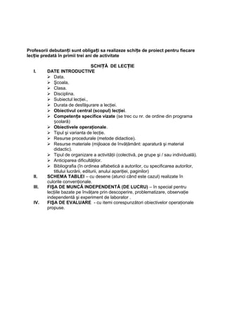 Model de planificarede unitate de invatare, proiect | DOC
