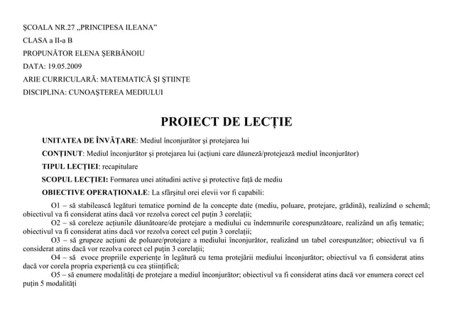 Model de proiect de lectie | PDF