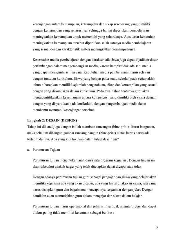 Model desain pembelajaran ADDIE | DOC