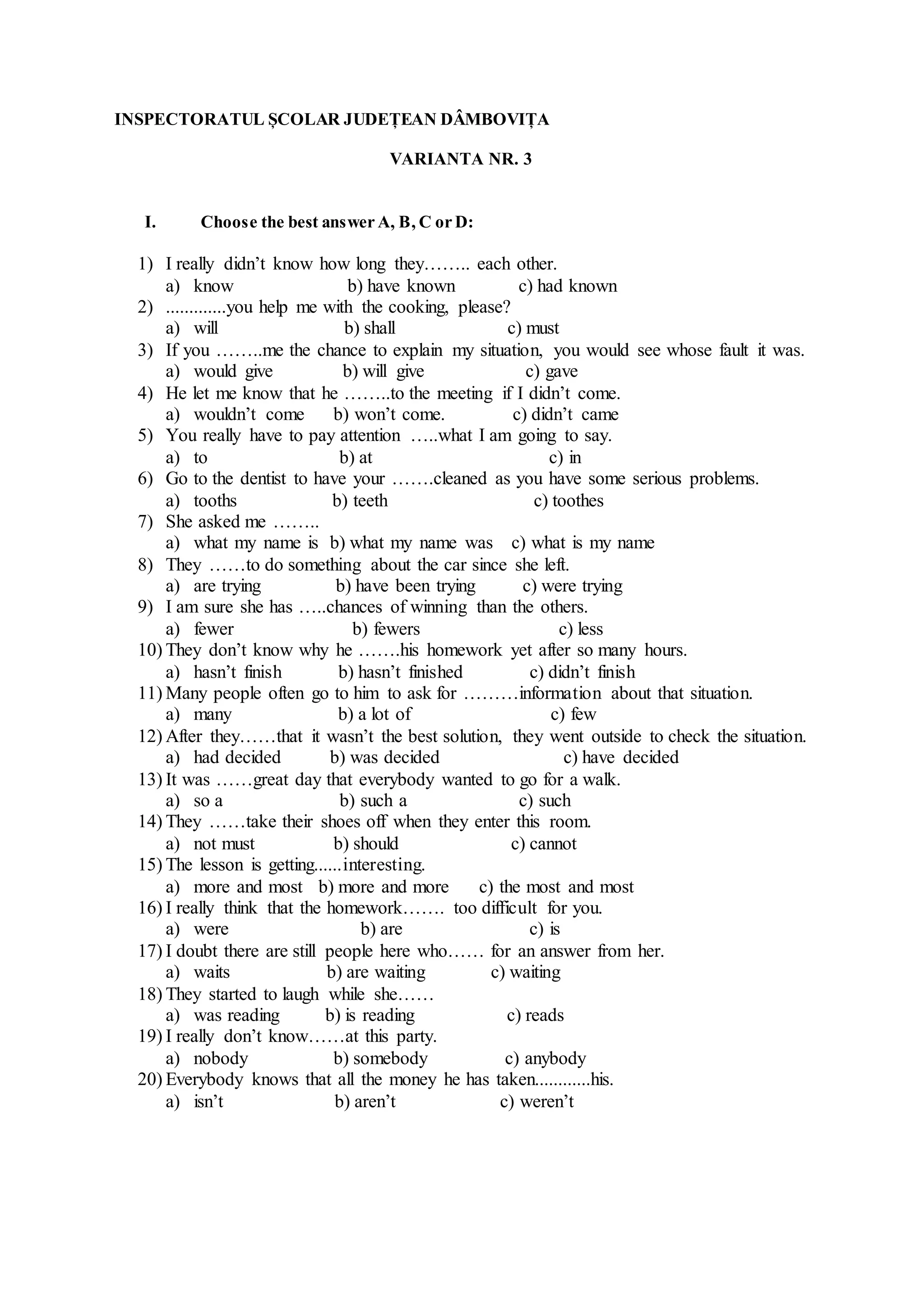 Model de subiect bilingv 2019 | DOCX