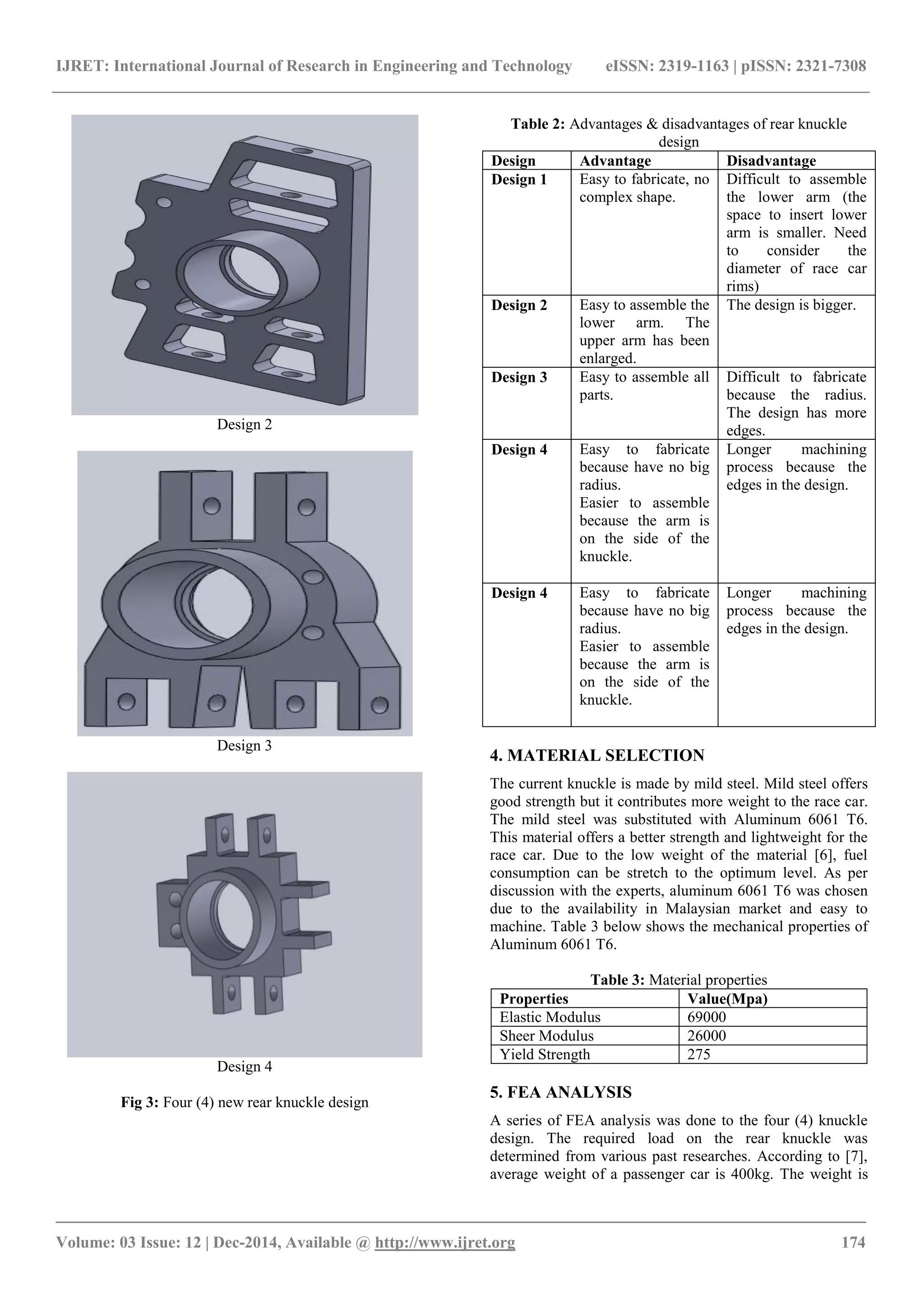 Model development and the shape optimization analysis of a rear knuckle ...