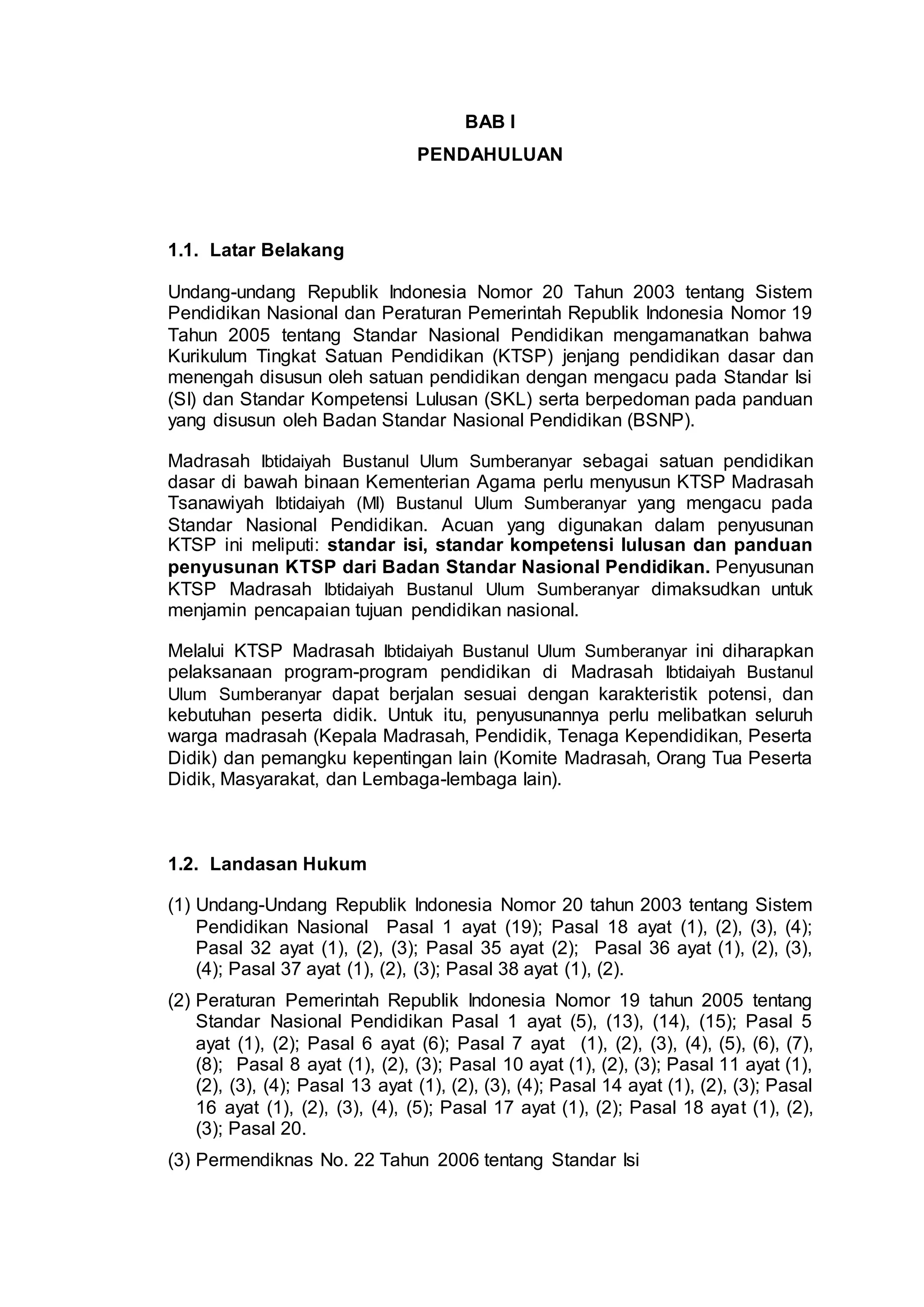Model dokumen i ktsp madrasah final | PDF