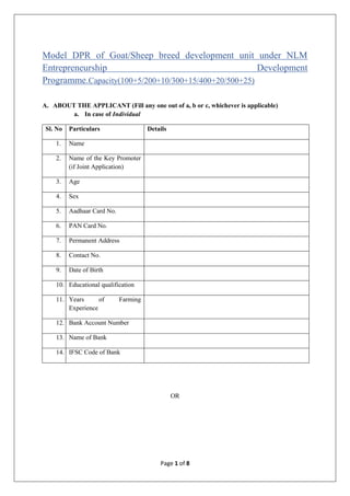 Model_DPR_Sheep_Goat National livestock mission | PDF