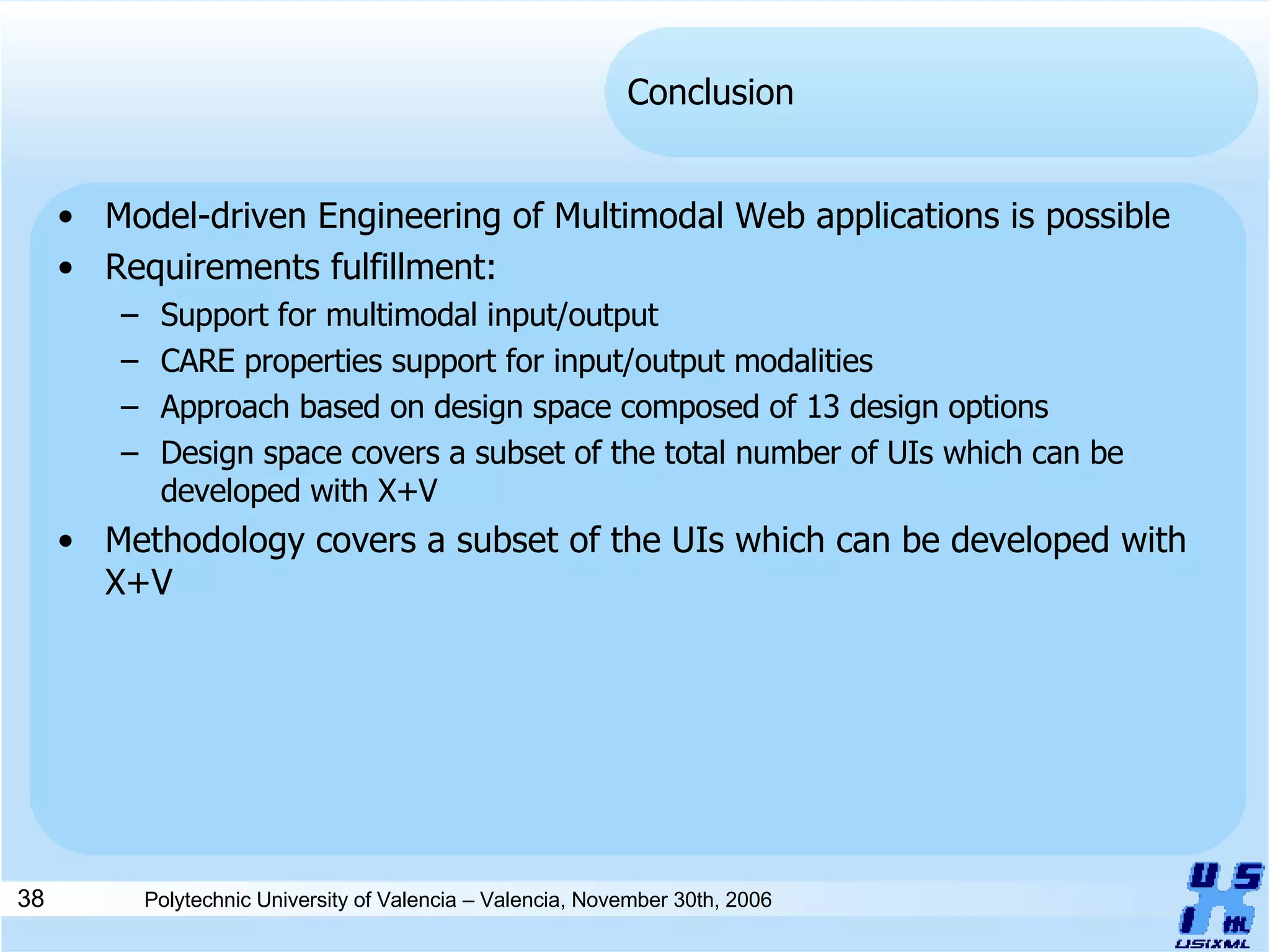 Model-driven engineering of multimodal user interfaces | PPT