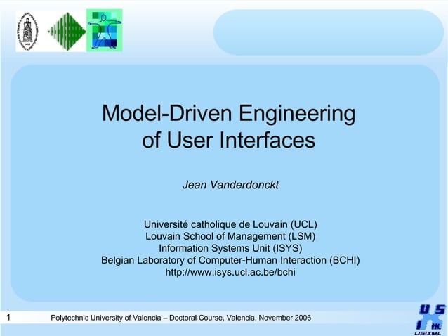 Model Driven Engineering Of User Interfaces Ppt