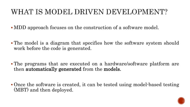 MODEL DRIVEN DEVELOPMENT (1).pptx | Programming Languages | Computing