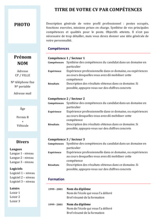 Modele cv-competences-3-bleu | PDF