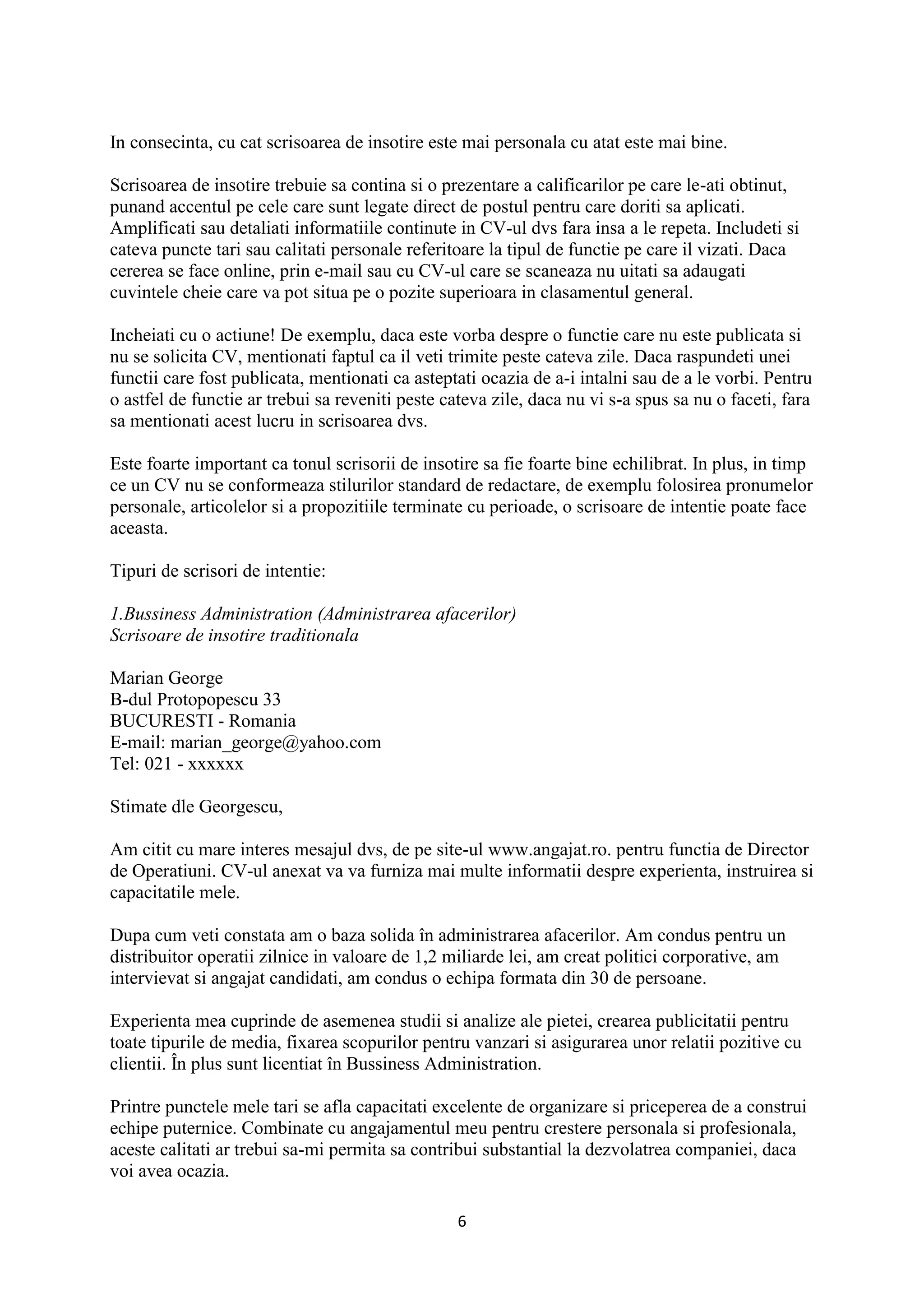 Modele de scrisoare de intentie | DOCX