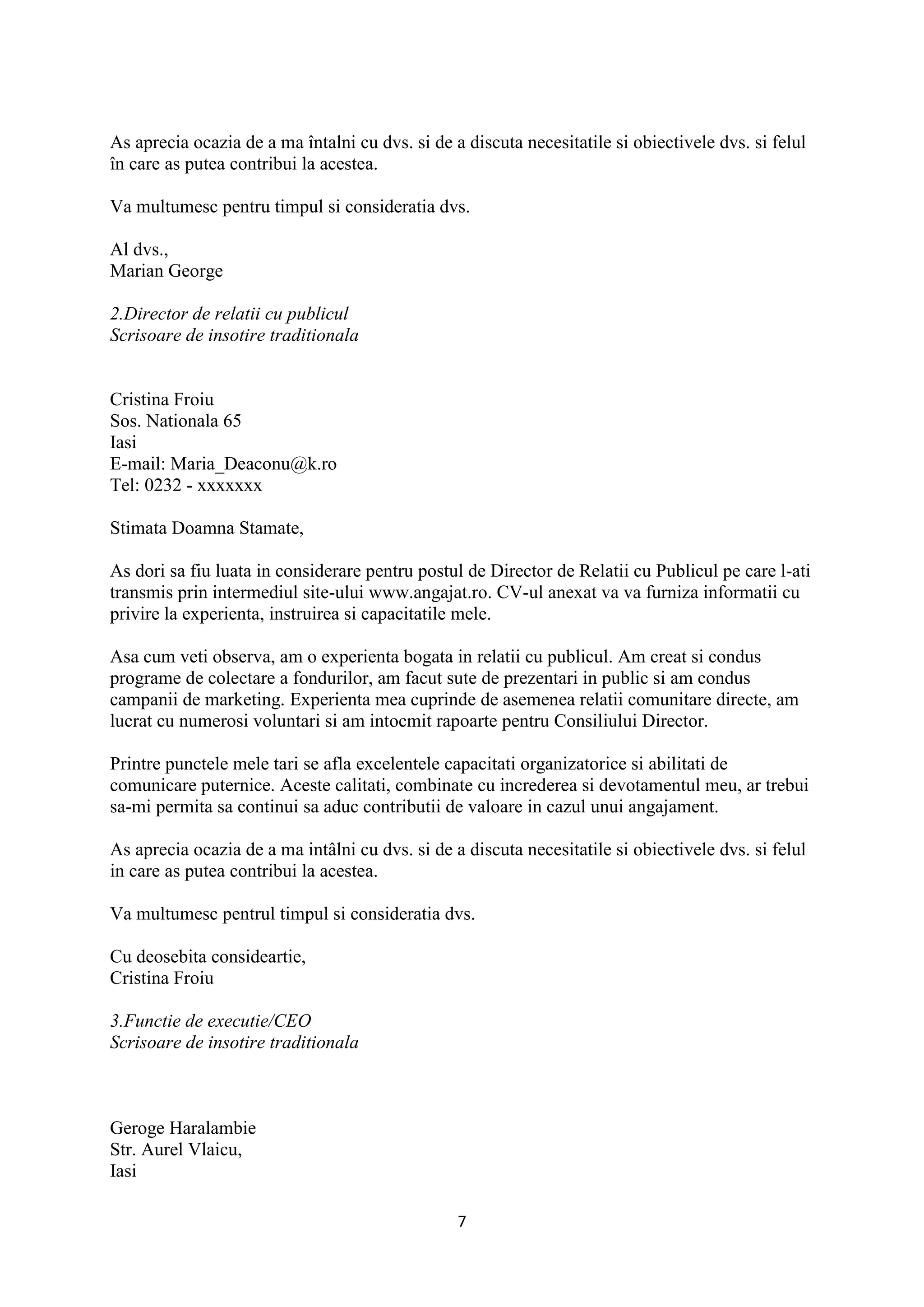 Modele de scrisoare de intentie | DOCX